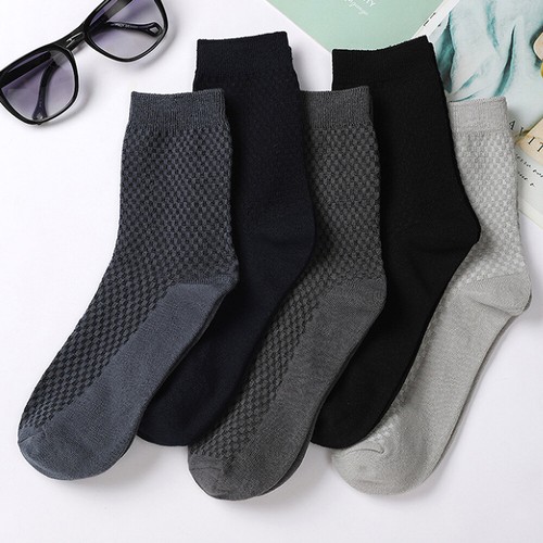 Men Women Breathable Socks Solid Color Business Socks Bamboo Fiber ...