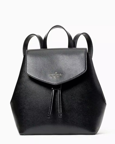 NEW Kate Spade Lizzie Medium Leather Flap Backpack BLACK/100%AUTHENTIC ...