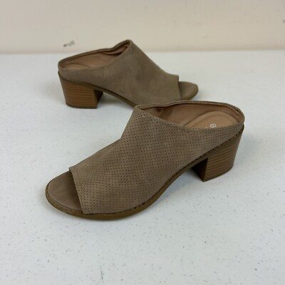 Massini Women's Shoes Size 6.5 Beige Heels Slip On Open Toe | eBay