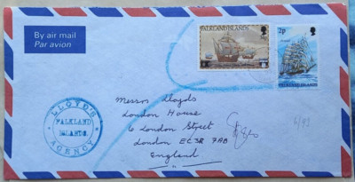 FALKLAND ISLANDS 1993 UNACCEPTABLE STAMP COVER WITH LLOYD'S AGENCY F I ...