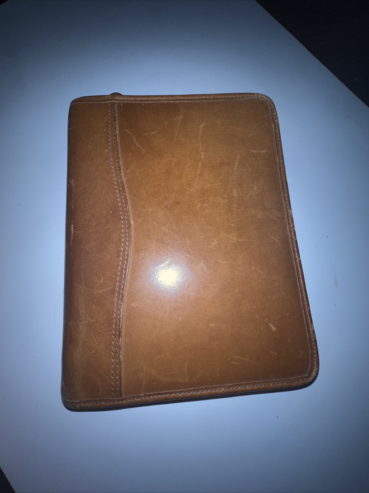 Vtg Day Timer Planner Organizer Brown Leather Zipper Binder Distressed ...