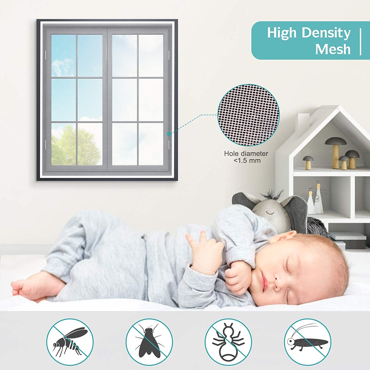 1M-1.5M Roll Insect Flywire Window Fly Screen Net Mesh Flyscreen White ...