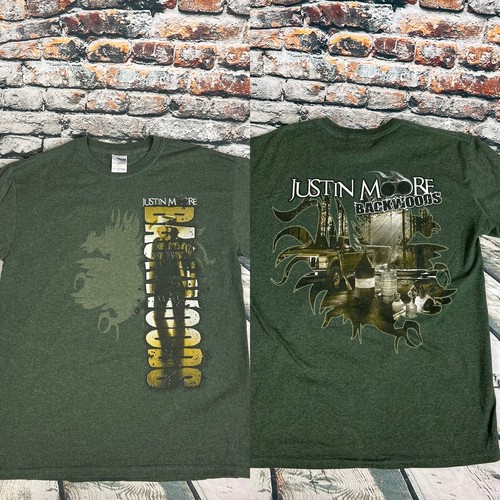 JUSTIN MOORE CONCERT T SHIRT Backwoods Country Moonshine Dog Gun Truck ...