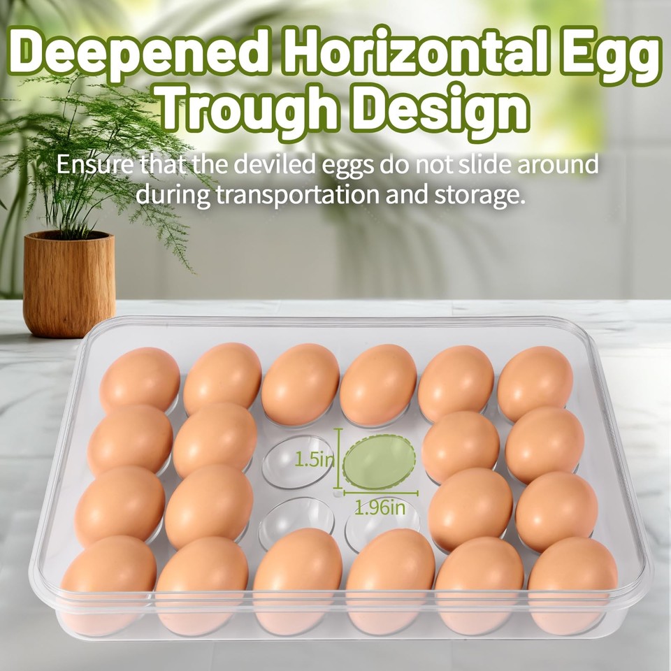 Deviled Egg Containers with Lid, 2 Pack Thick Clear Plastic Deviled ...