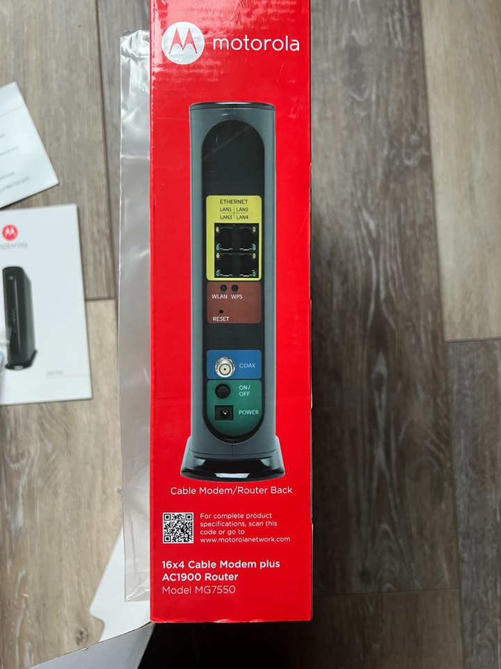 Motorola MG7550 16x4 DOCSIS 3.0 Cable Modem plus ** AC1900 Router ...