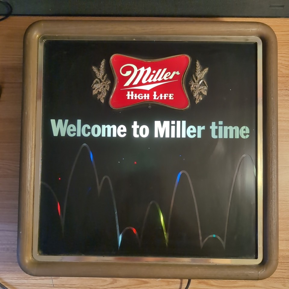 Vintage Miller High Life Beer Bouncing Ball Lighted Motion Sign 16" x ...