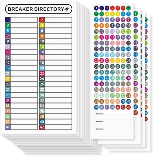 16 Sheets Breaker Panel Labels Electrical Box Sticker Numbers Mix ...