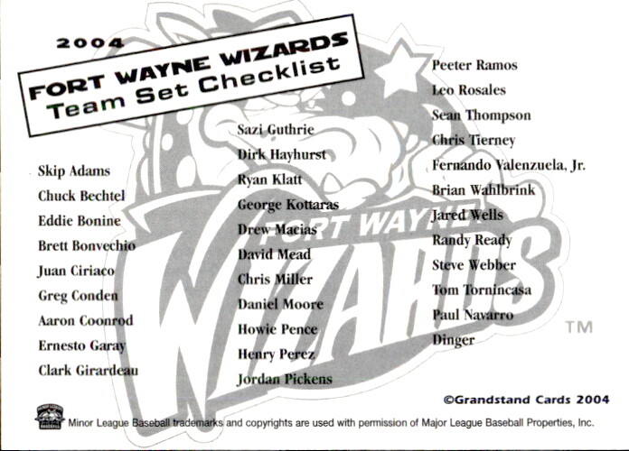 2004 Fort Wayne Wizards Grandstand #32 Dinger MASCOT - NM Baseball Card ...