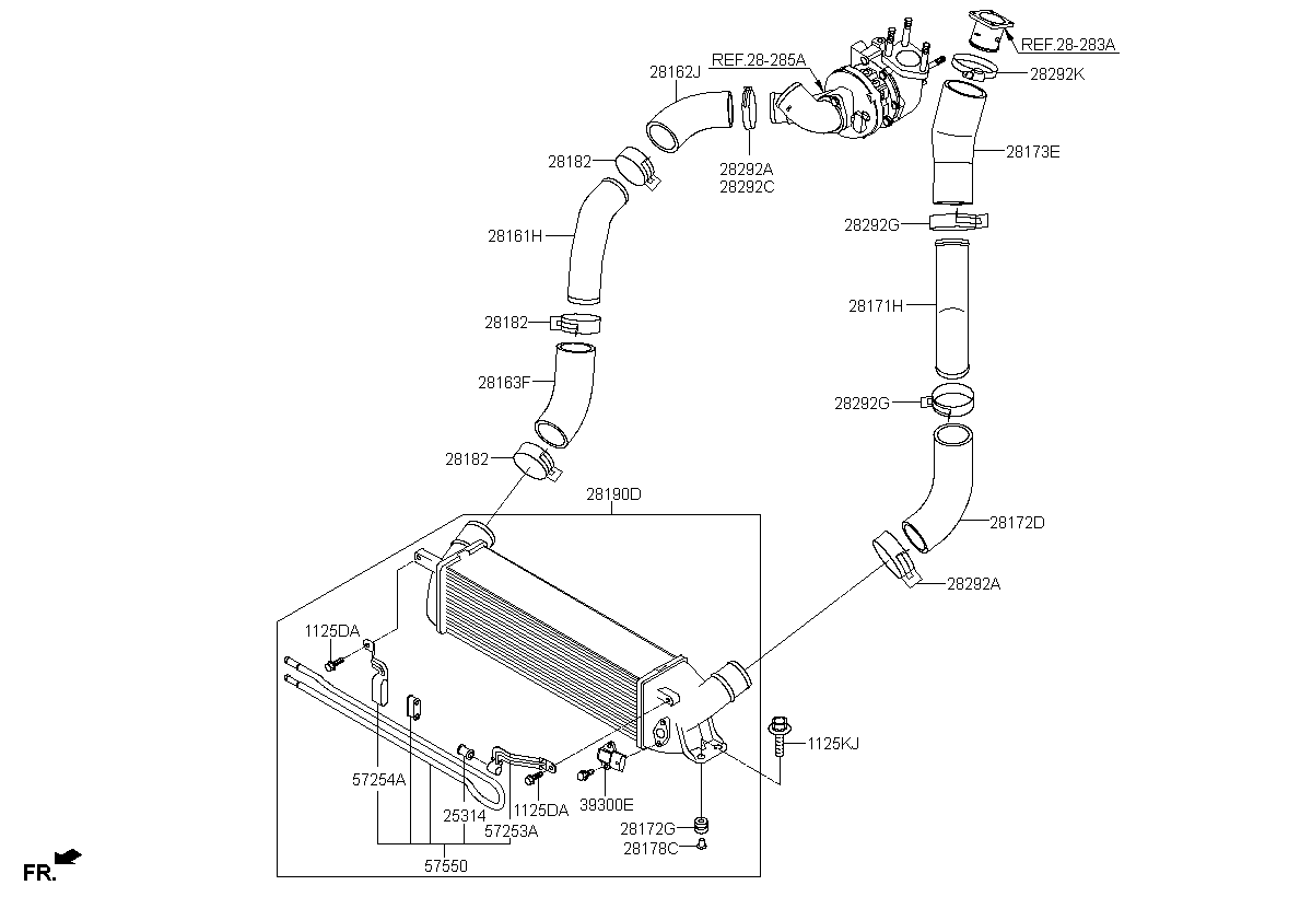 Genuine/OEM 281624A480 HOSE-INTERCOOLER INLET A for Hyundai Grand ...