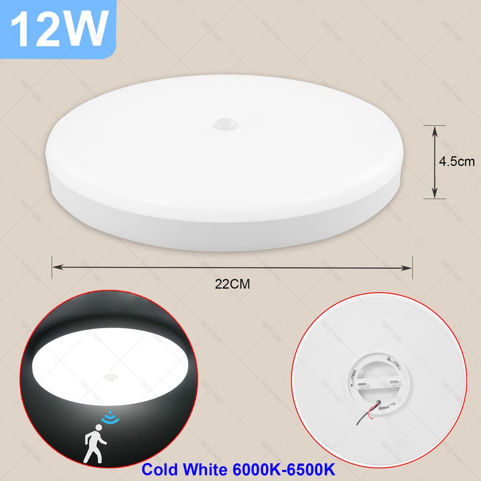 LED Ceiling Light PIR Motion Sensor Light Bathroom Kitchen Living Room ...