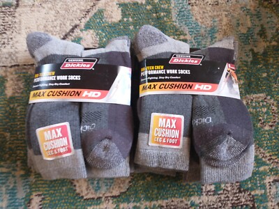 MENS DICKIES DRI TECH MAX CUSHION HD CREW PERFORMANCE WORK SOCK GRAY 12 ...