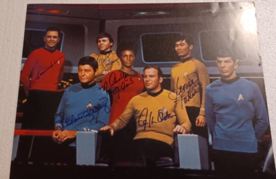 Star Trek Cast Photo 11x14 6 Autographs Original Series Shatner Kelly ...
