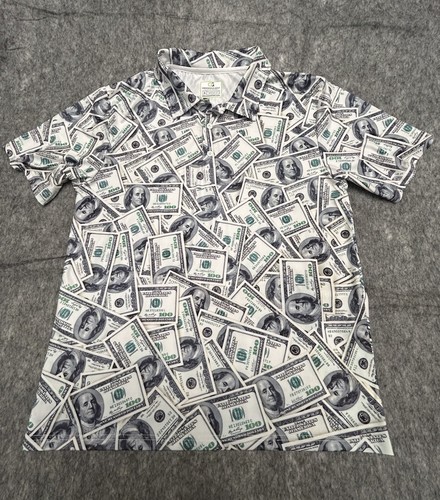 Obnoxious Golf Men’s Performance Polo Medium Dollar Bills All Over ...