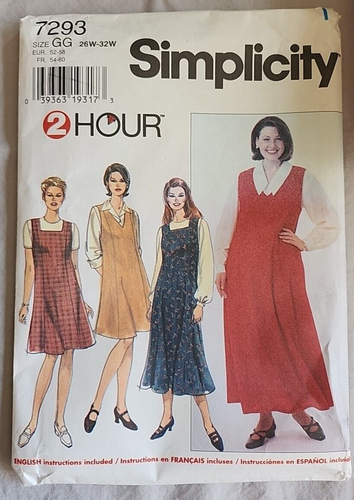 Simplicity 7293 26W 30W 32W Flared Jumper Dress Pattern 2 Hour Easy ...