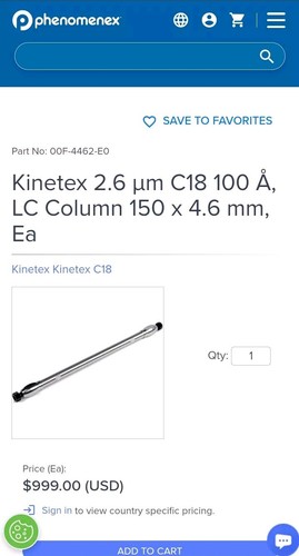 Phenomenex 00F-4462-E0 Kinetex 2.6 µm C18 100 Å, LC Column 150 x 4.6 mm ...