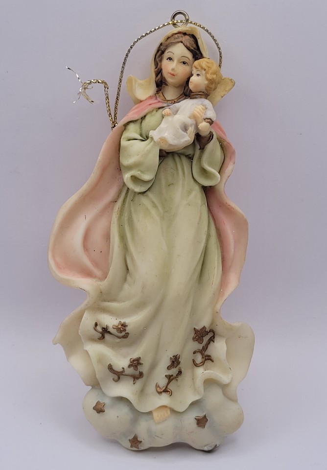 Lot Of 2 Vtg Christmas Ornaments Nativity Scene Gazebo & Madonna & Baby ...