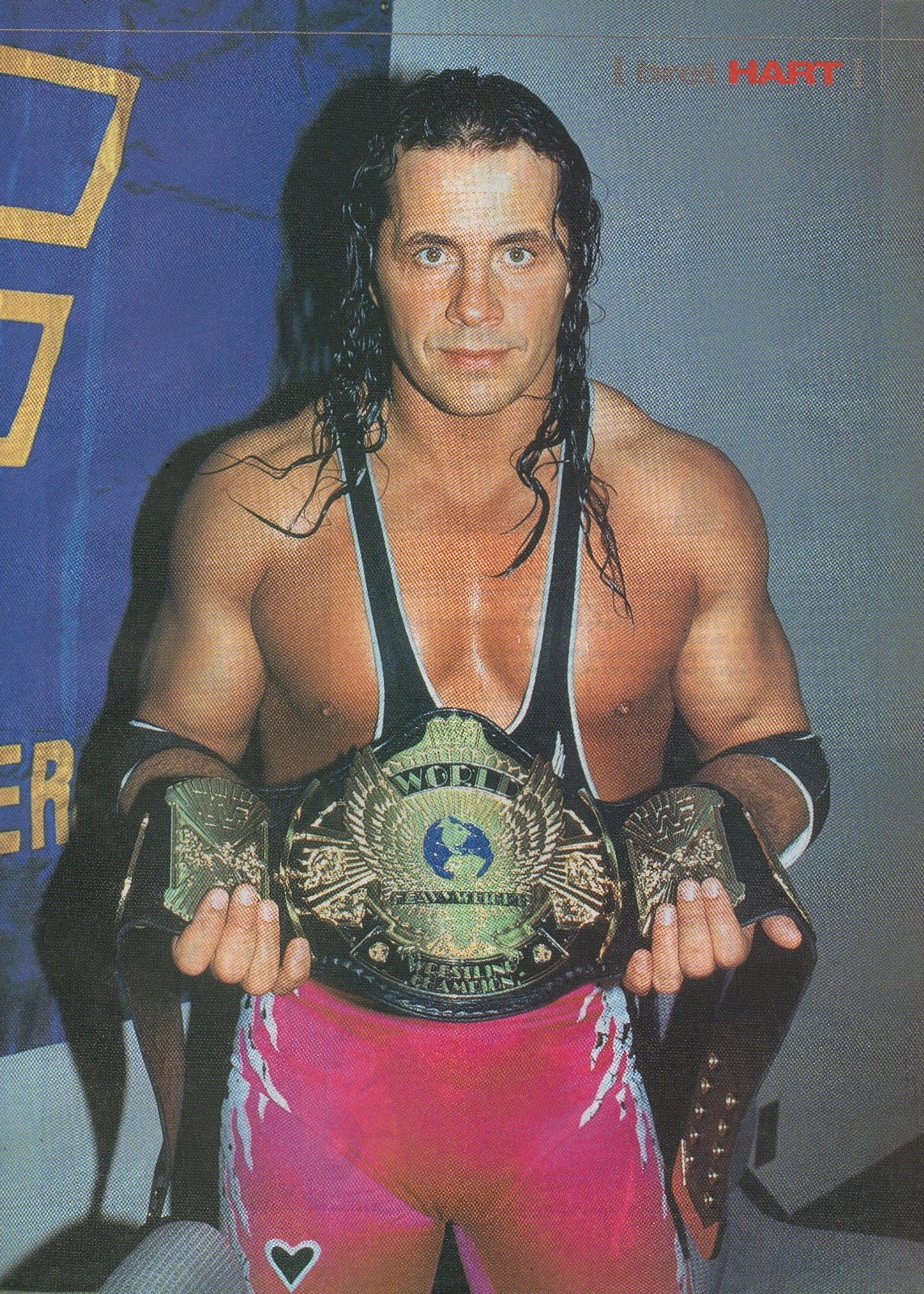 Bret Hart 7.5x10.5 Pro Wrestling Photo Magazine Page Wrestler WWE WWF 2 ...