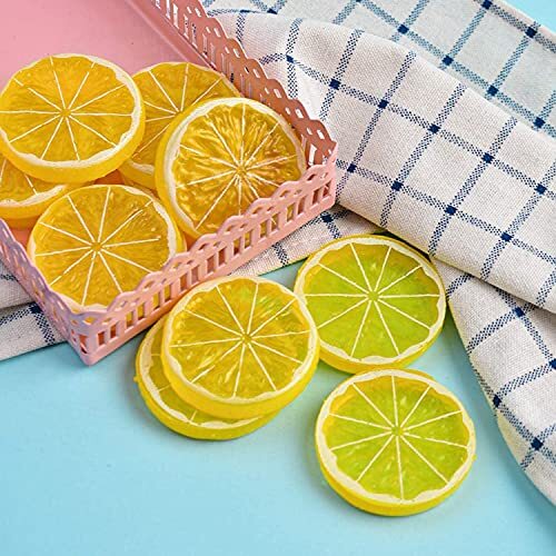 LEAFBABY 12 Pcs Realistic Fake Artificial Lemon Limes Slice Simulation ...