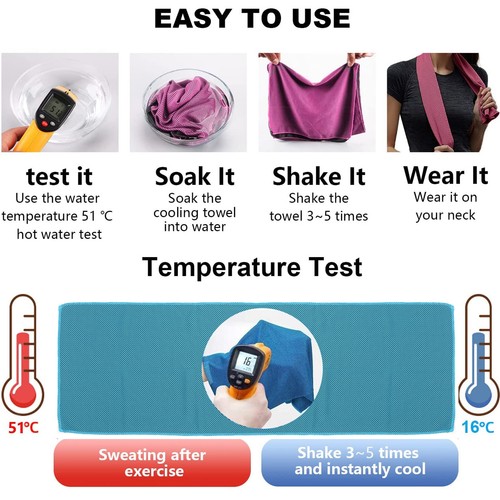 3 Pack Ice Cold Instant Cooling Towel Running Jogging Gym Chilly Pad ...