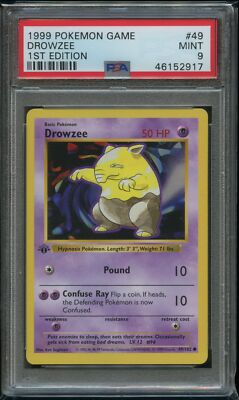 Pokemon 1st Edition Base Drowzee PSA 9 Mint 49/102 1st Ed Shadowless ...