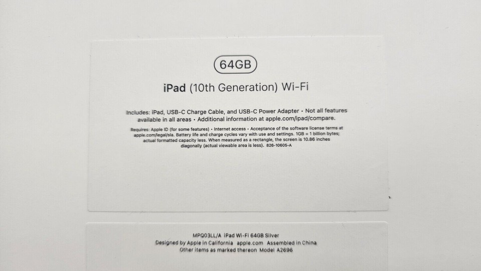 APPLE iPad (10th Gen) iPad Box (Empty) BLUE | eBay
