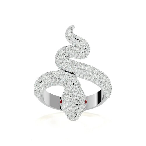 2.10Ct Round Cut Lab-Created Diamond Wedding Snake Ring 14K White Gold ...