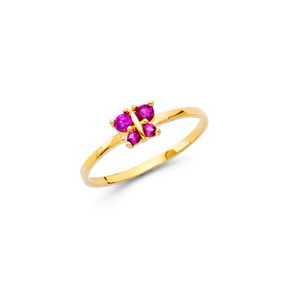 Kid 14k Yellow Gold CZ Gem Stone Butterfly Children's Girl Baby Ring ...