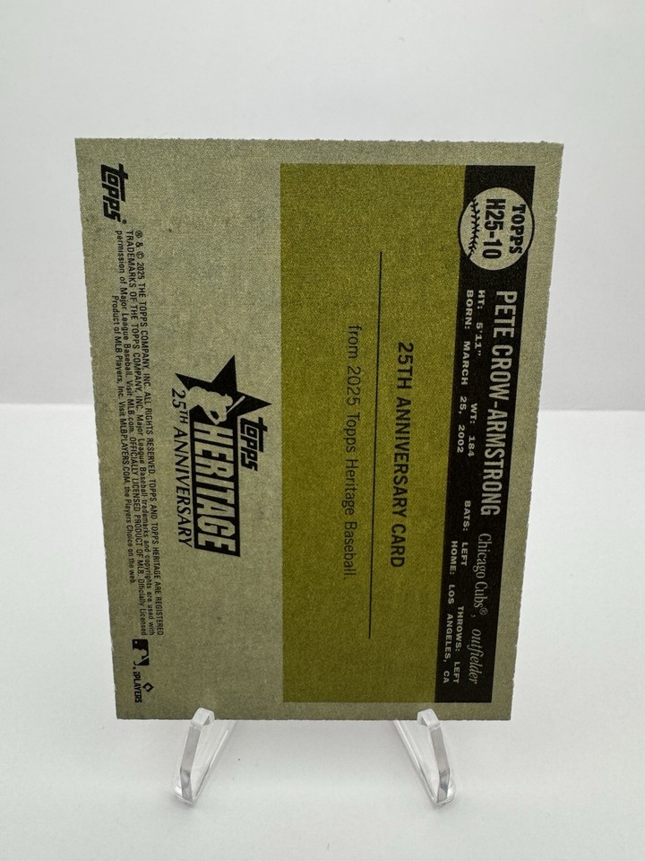 2025 Topps Heritage 25th Anniversary H25-10 Pete Crow-Armstrong Cubs | eBay