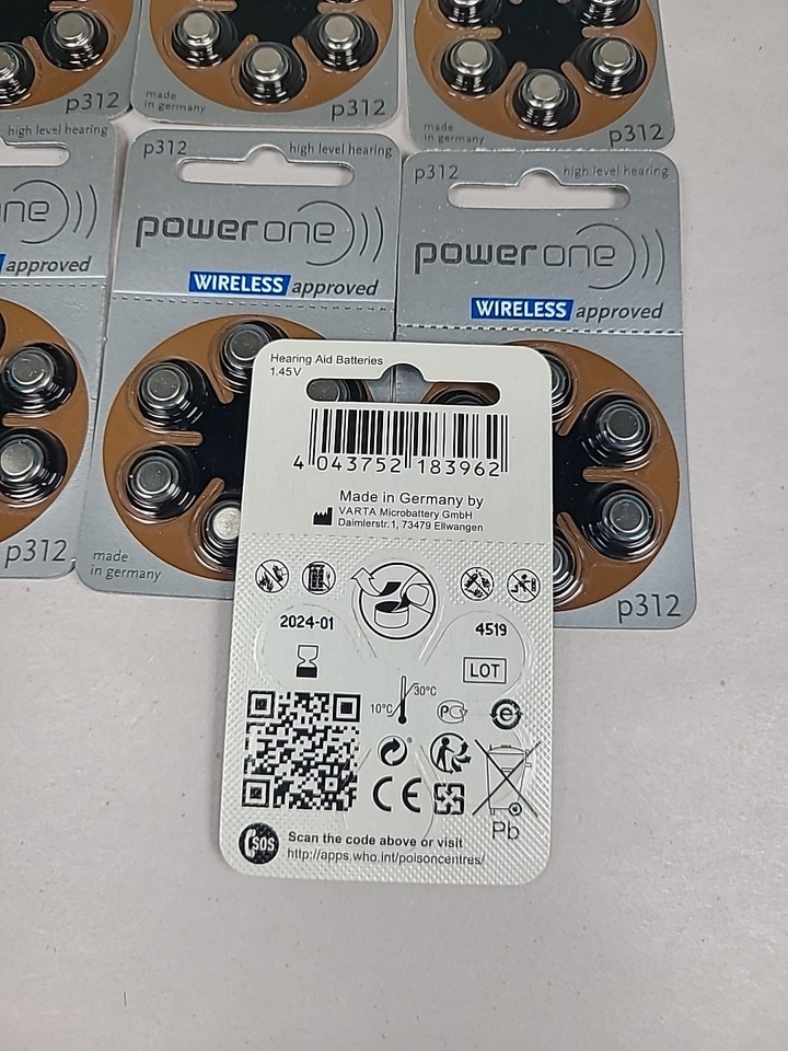 10 Packs Power One P312 Hearing Aid Batteries 1.45V Wireless Approved ...