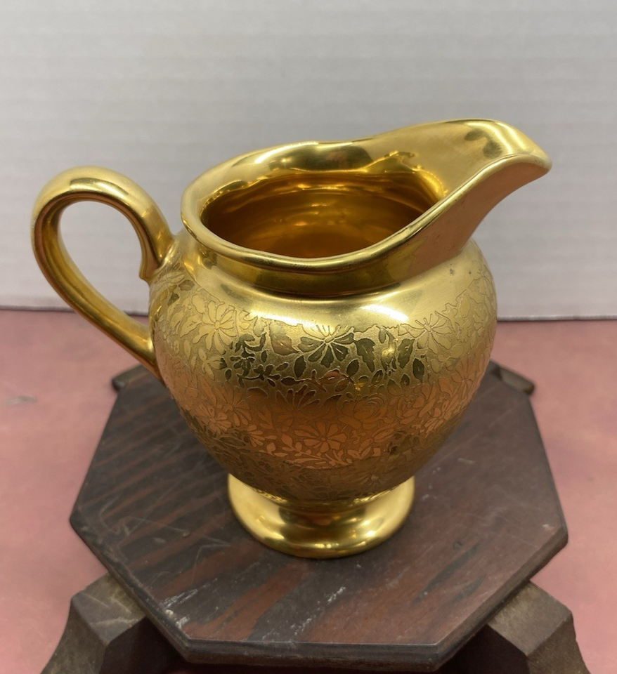 Wheeling WV Tea Pot Creamer & Sugar Vintage Gold Set MCM 22ct Gold ...