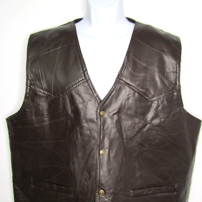 Duke Haband Exclusive Men's XL Leather Patchwork Vest Western Snap ...