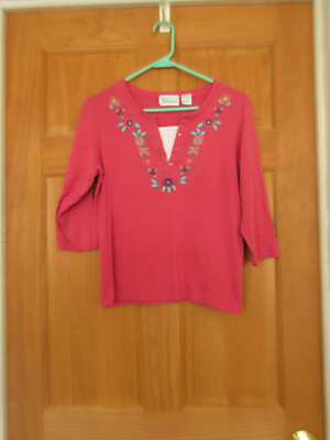 Women's Shenanigans Pink Long Shirt Embroidered Long Sleeve Pull Over ...