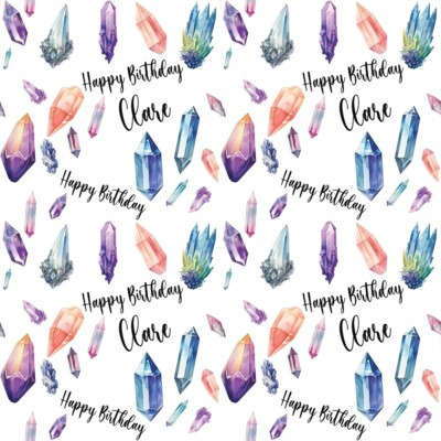 Crystals Crystal Gem Gems Rock Rocks Personalised Birthday Wrapping ...