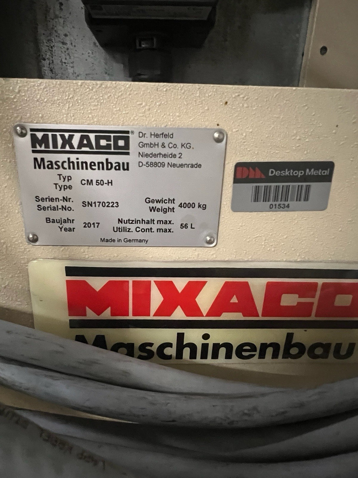 2017 Mixaco Maschinenbau Container Mixer CM 50-SM MIM premixing ...