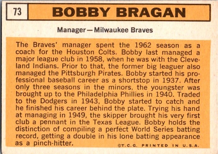 VINTAGE BASEBALL CARD TOPPS 1963 BOBBY GROGAN MILWAUKEE BRAVES NO952 | eBay
