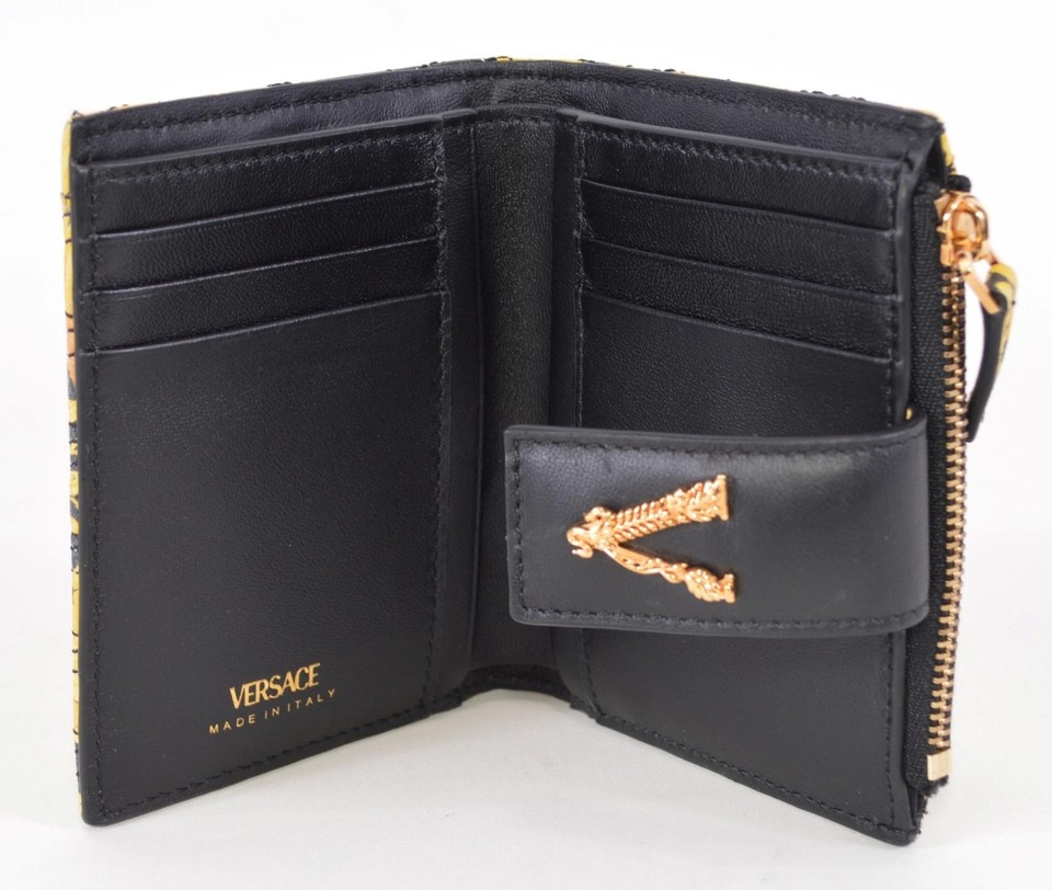 NEW Versace Quilted Lambskin Leather VIRTUS Baroque Wallet with Zip ...