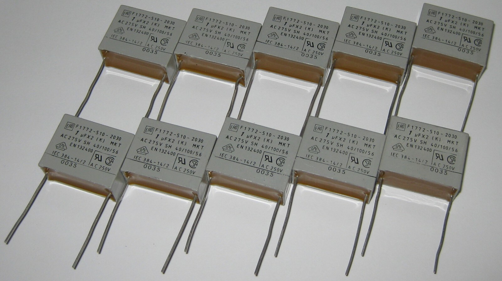 10 X ERO 1uF Capacitor - 250 VAC - Radial Metalized Polyester ...