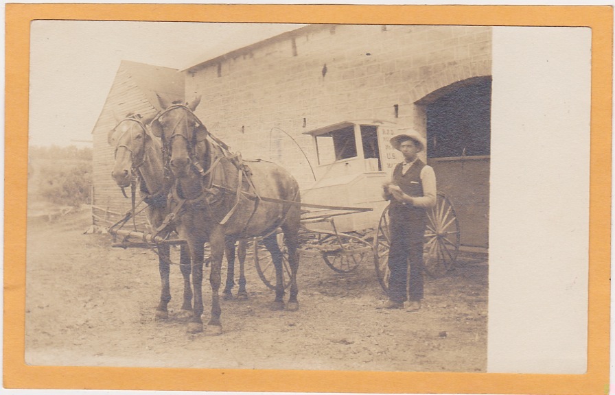 Real Photo Postcard RPPC - Mailman and Horsedrawn RFD Mail Wagon | eBay