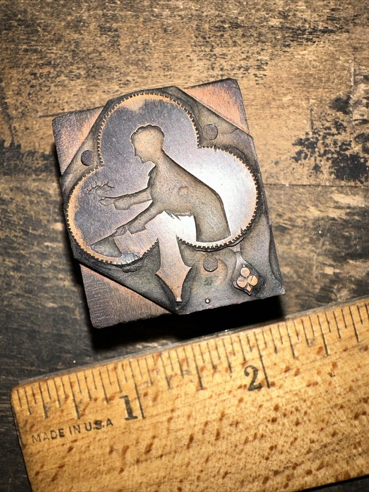 Printing Block “ Three Leaf Clovers “ Woman Inside. Copper Face | eBay UK