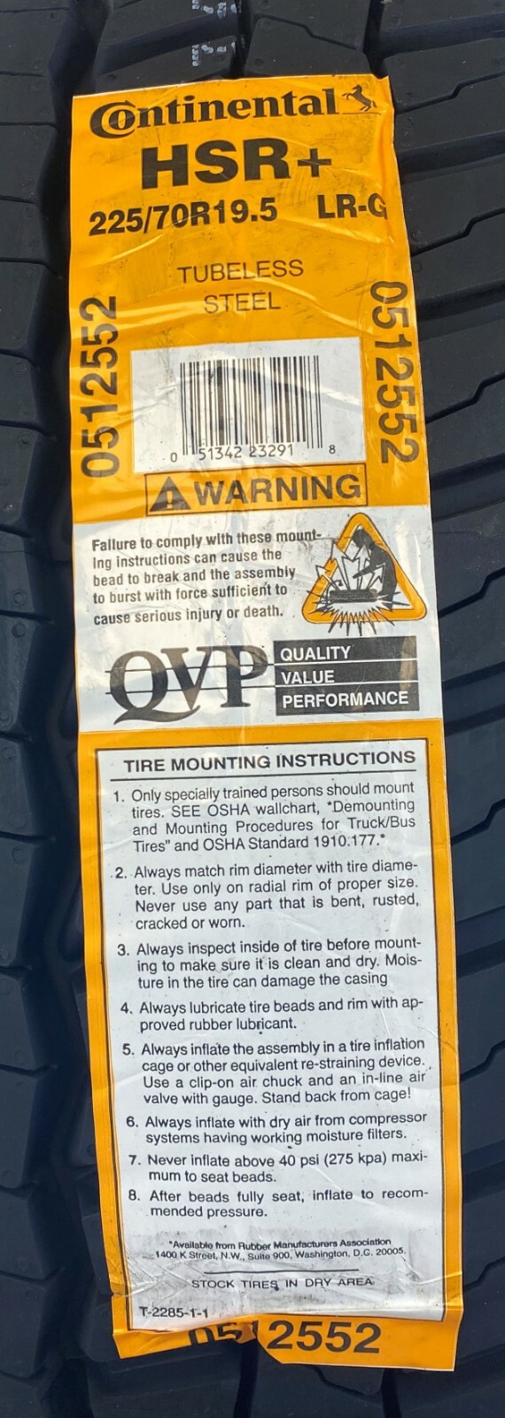Continental HSR Plus 225/70R19.5 Tire for sale online | eBay