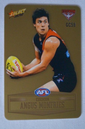 Essendon Bombers AFL Select Peel and Reveal Gold Football Card Angus ...