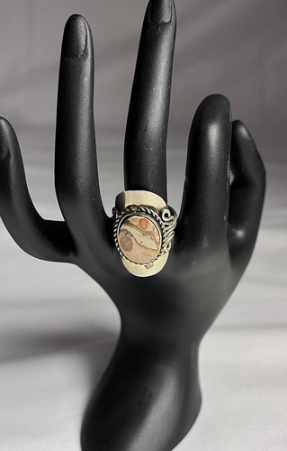 Handmade Alpaca Silver Adjustable Ring With Natural Polychrome Jasper ...