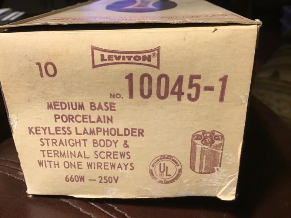 10 Leviton 10045-1 Porcelain Keyless Lamp Holders Medium Light Socket ...