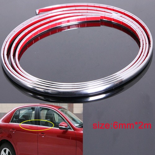 2M*6mm Chrome Trim Strip Car Door Edge Scratch Guard Protector Strip ...