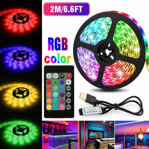 2m 5V USB LED Strip Light TV Back Light 5050 RGB Color Changing w ...