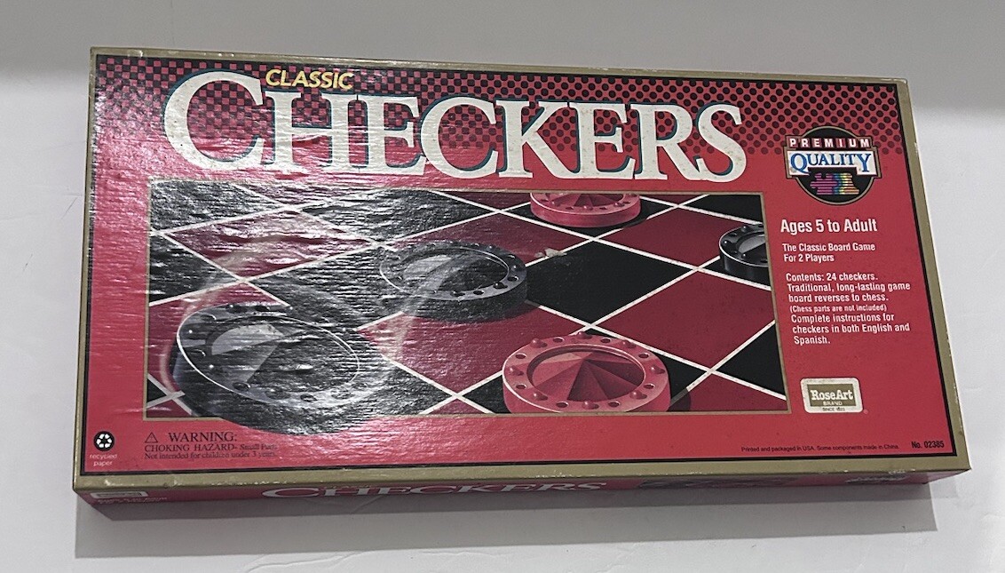 NEW CHECKERS BOARDGAME BOARD GAME CLASSIC BY Rose Art No. 02385 Sealed ...