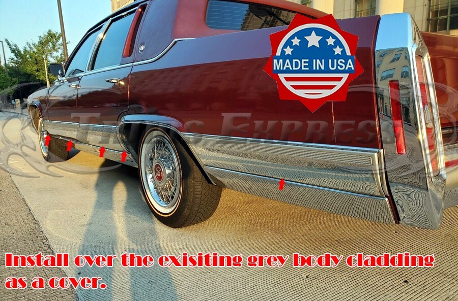 1987-1992 Cadillac Fleetwood Brougham Chrome Rocker Panel Trim FL 6 ...