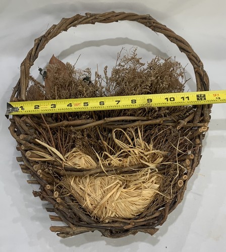 Vintage Decorative Grapevine Wall Hanging Basket Dried Florals 15” Flat ...