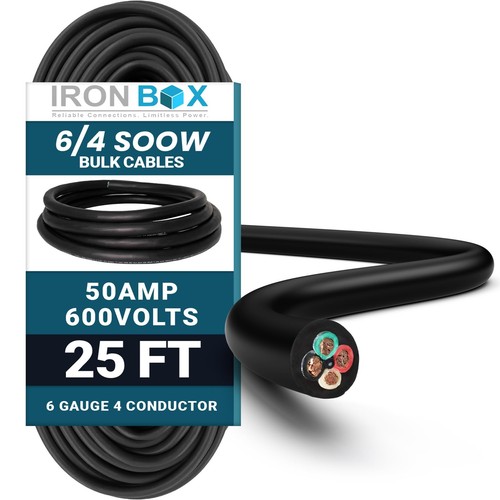IronBox Electric - 6/4 SOOW Bulk Cable - 6 Gauge 4 Conductor - Rated ...