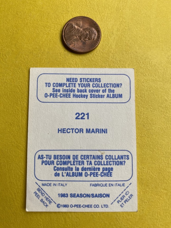 Hector Marini : 1983-84 O-Pee-Chee Stickers New Jersey Devils #221 | eBay